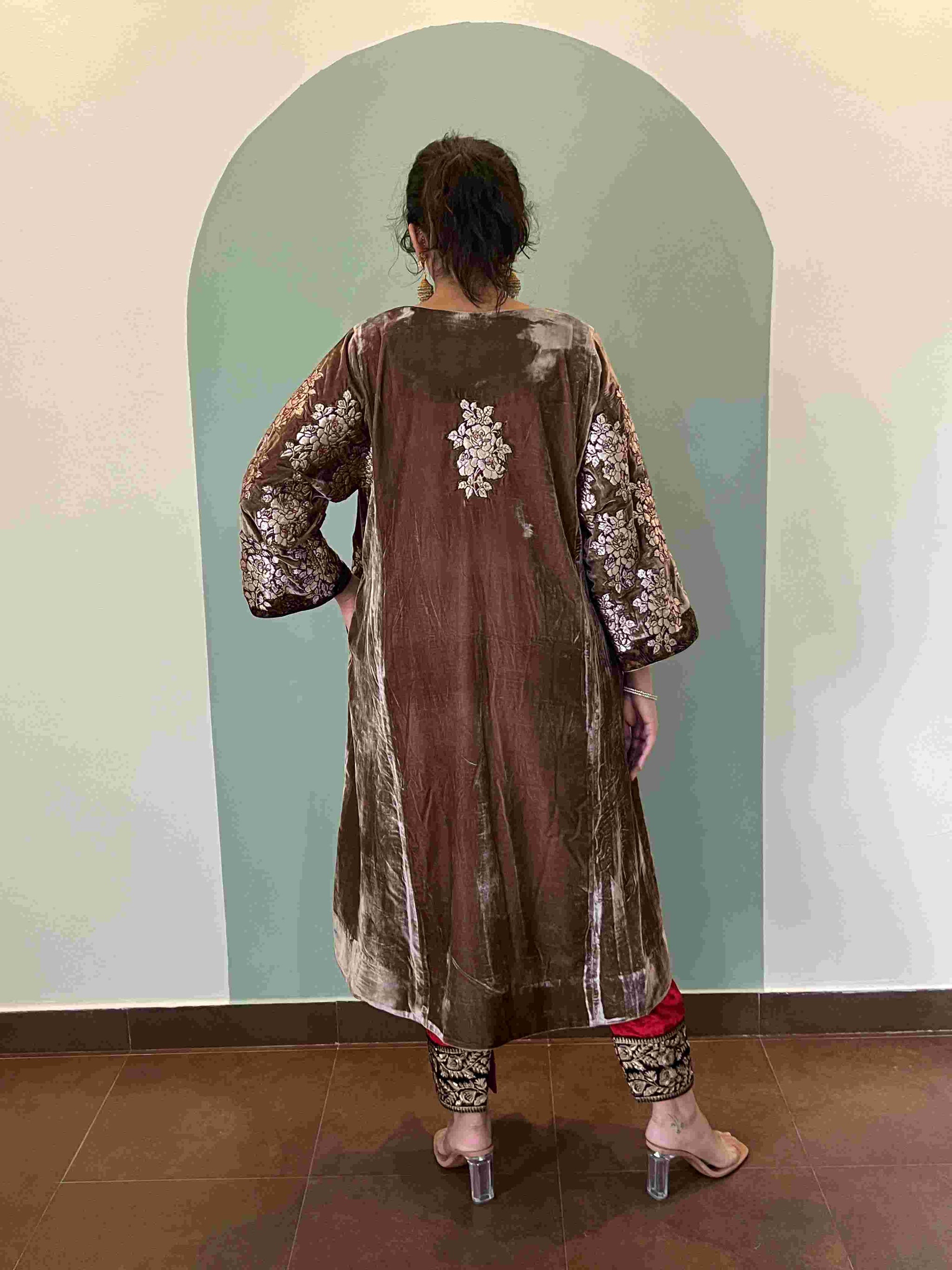 Badami makhmal with gold patchwork embroidery – SihaliJageer