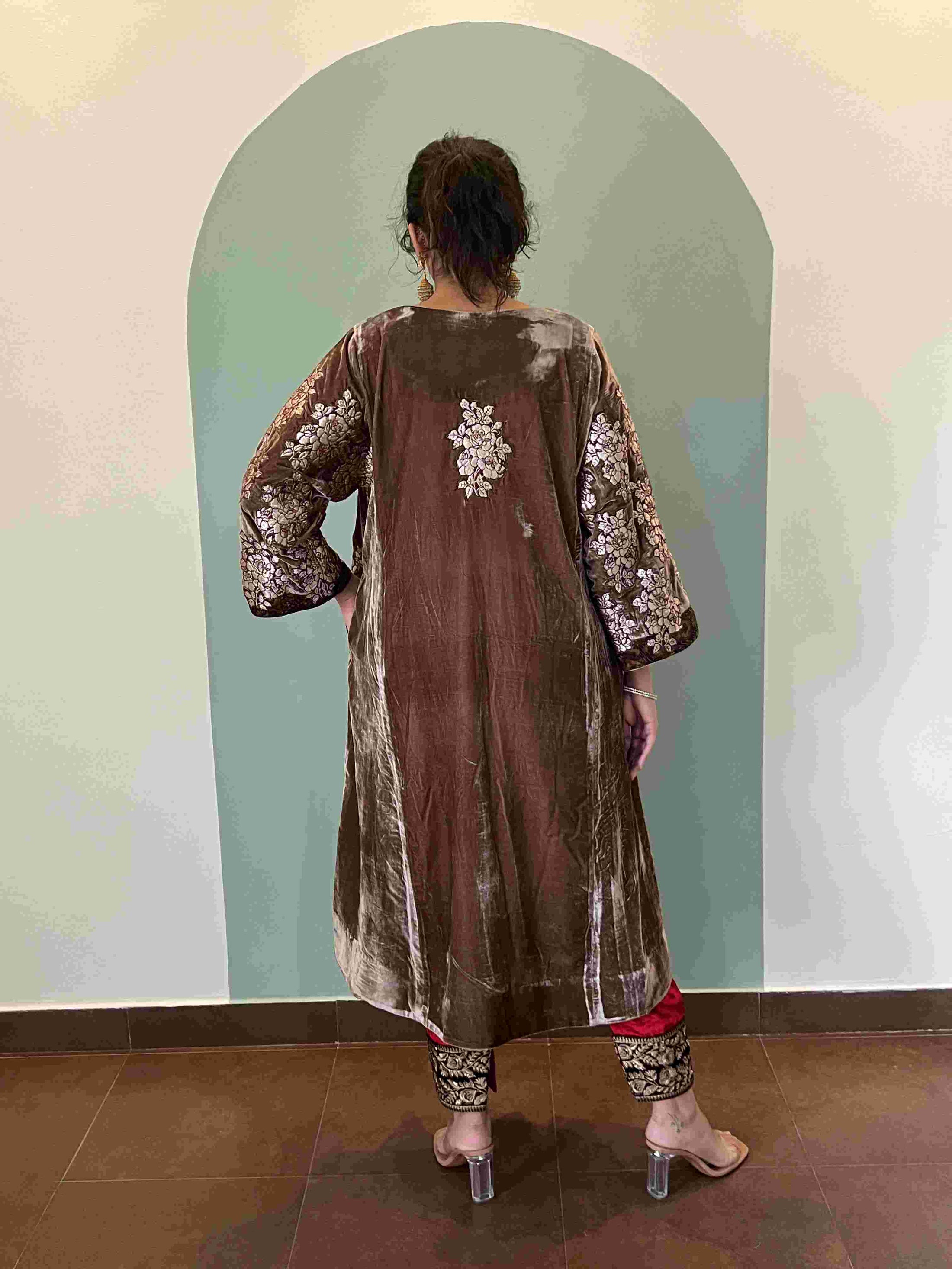 Badami makhmal with gold patchwork embroidery – SihaliJageer